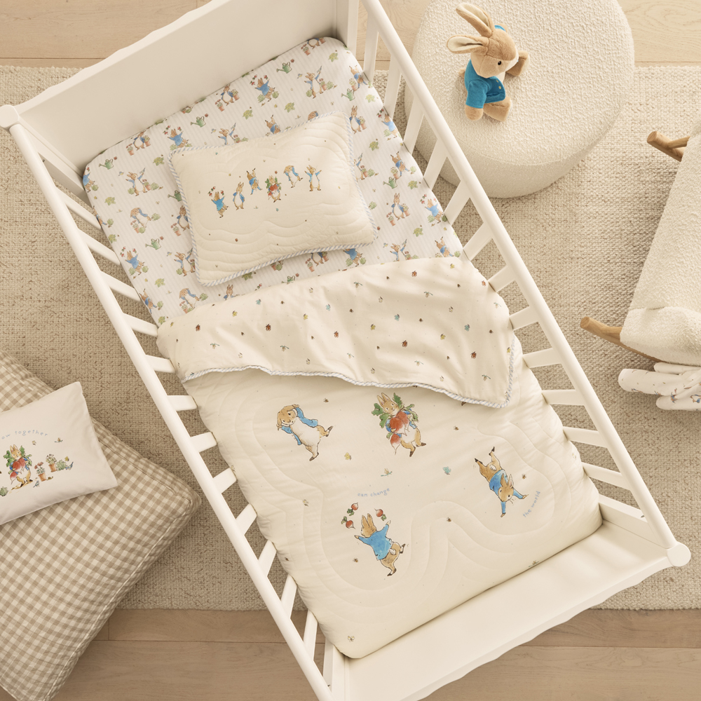 Adairs Kids - Peter Rabbit Natural Quilted Cot Quilt Cover Set | Adairs