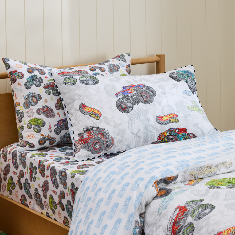 Adairs Kids - Mattel Hot Wheels Monster Trucks Quilted Quilt Cover Set ...
