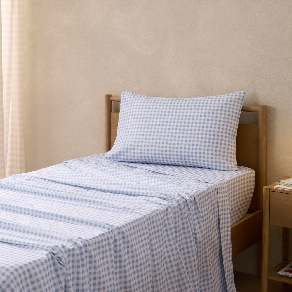 Adairs Kids - Rylee Soft Blue Gingham Sheet Set | Adairs