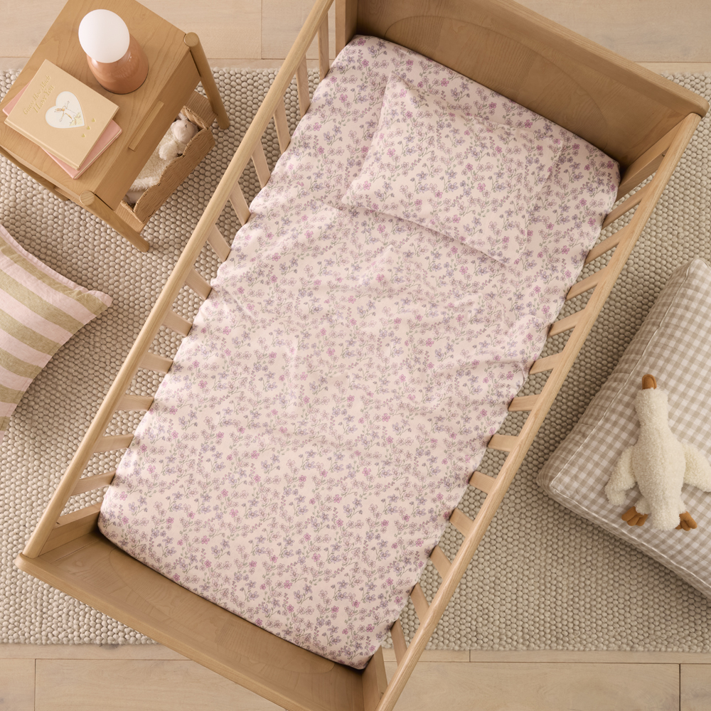 Adairs Kids - Gracie Floral Soft Pink Flannelette Cot Sheet Set | Adairs