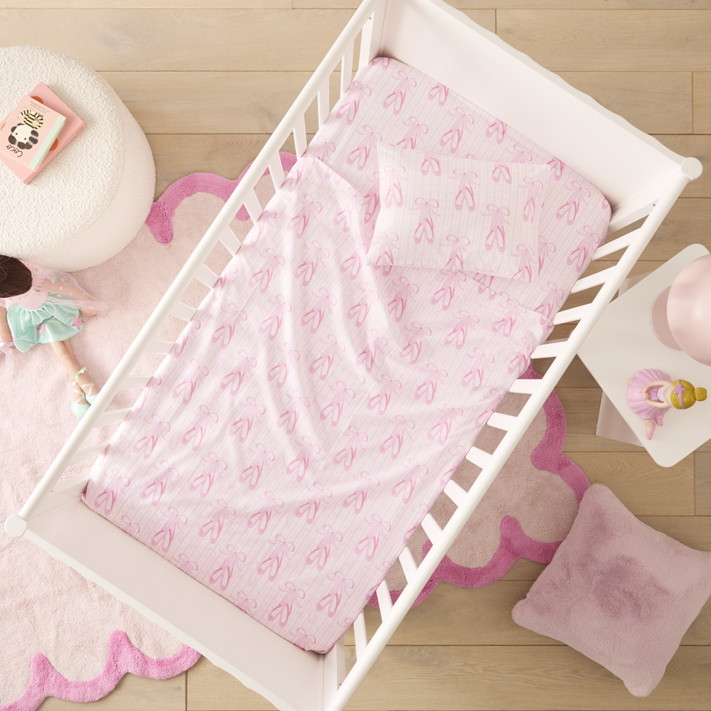 Adairs Kids - Ballet Slipper Pink Cot Sheet Set | Adairs
