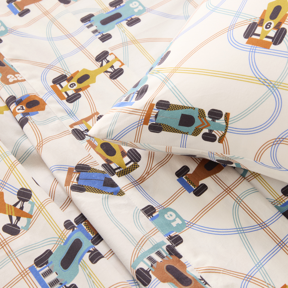 Adairs Kids - Speedy Race Car Off White Sheet Set | Adairs