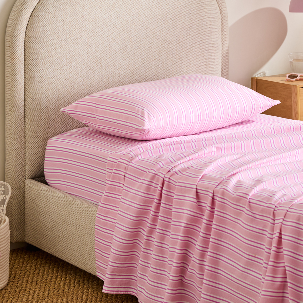 Adairs Kids - Pippa Pink Stripe Sheet Set | Adairs