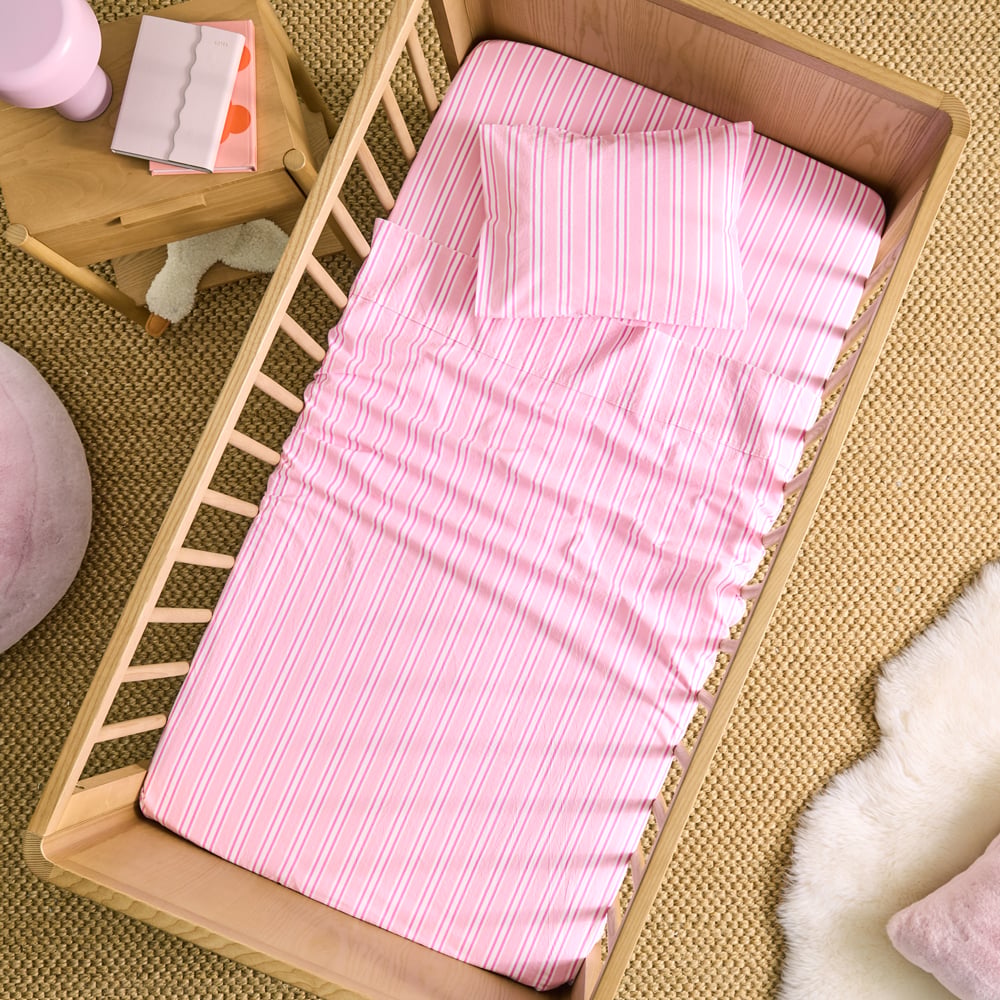 Adairs Kids - Pippa Pink Stripe Cot Sheet Set | Adairs
