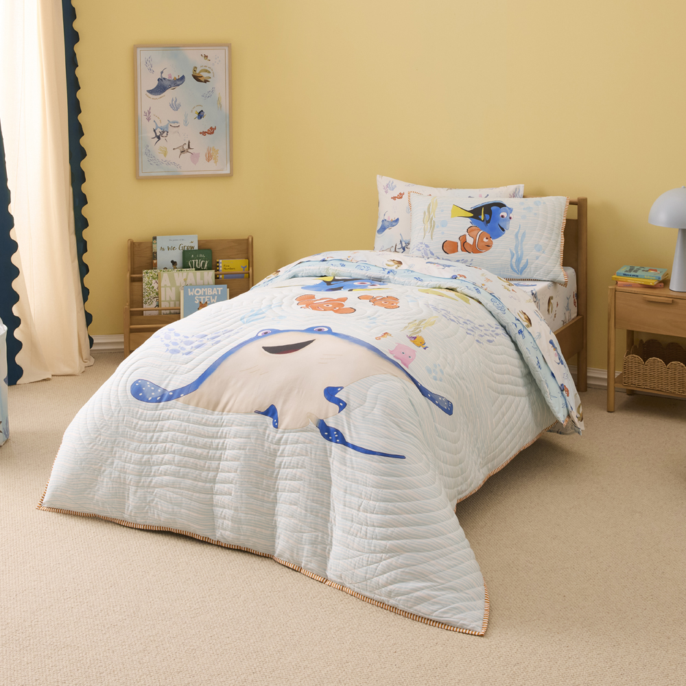 Adairs Kids - Disney Pixar Finding Nemo Soft Blue Quilted Quilt Cover ...