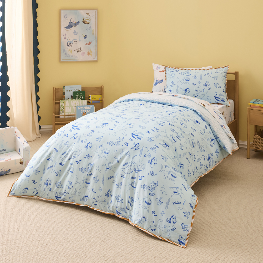 Adairs Kids - Disney Pixar Finding Nemo Soft Blue Quilted Quilt Cover ...