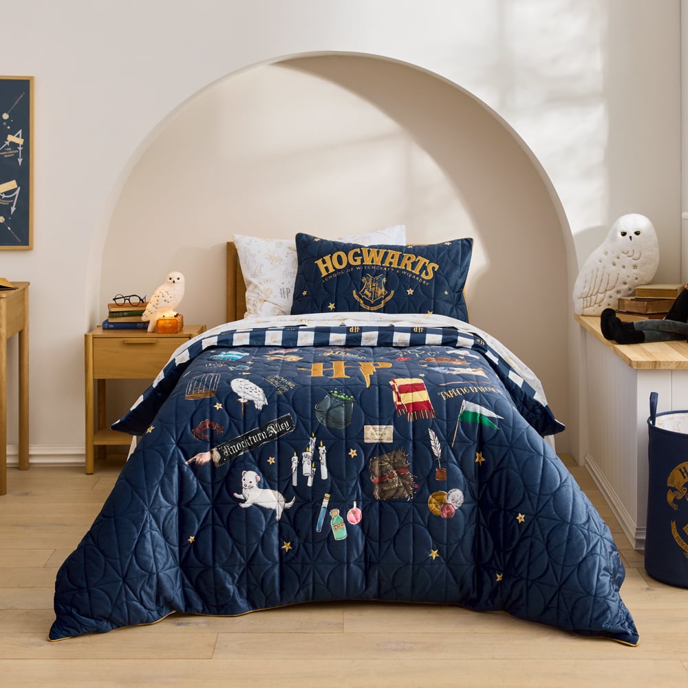 Adairs Kids - Harry Potter Hogwarts Navy Quilted Quilt Cover Set | Adairs