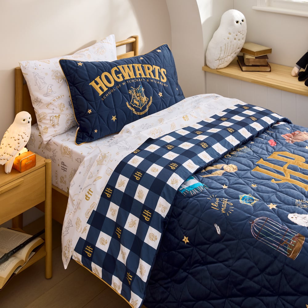 Adairs Kids - Harry Potter Hogwarts Navy Quilted Quilt Cover Set | Adairs