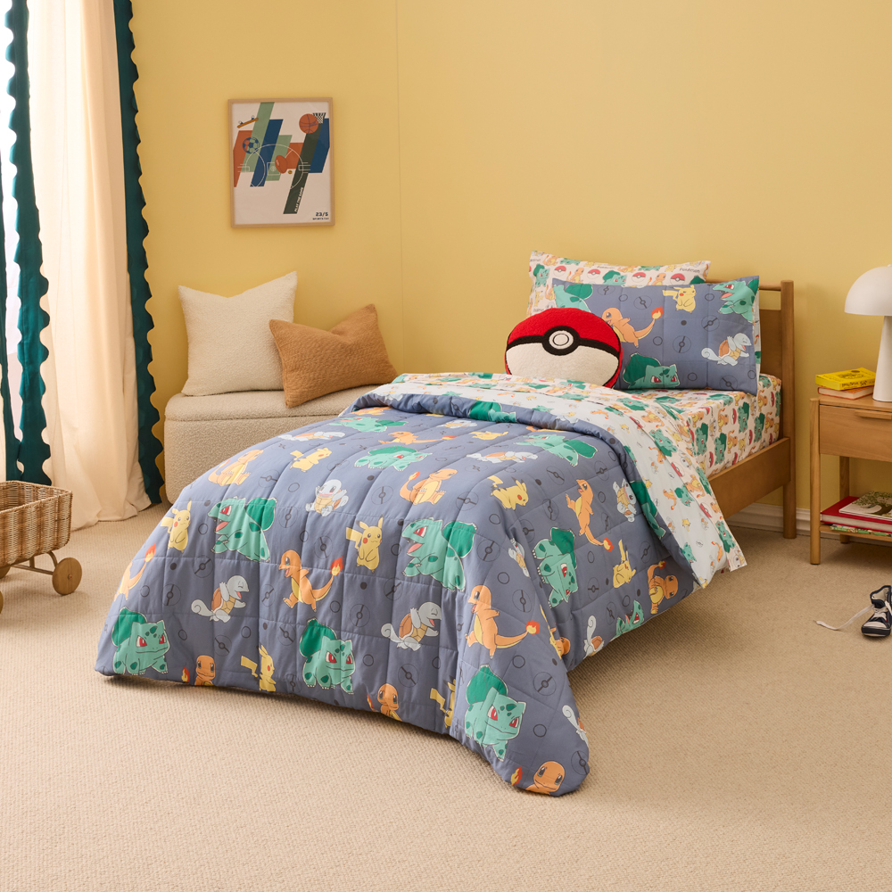 Adairs Kids - Pokémon Navy Quilted Quilt Cover Set | Adairs