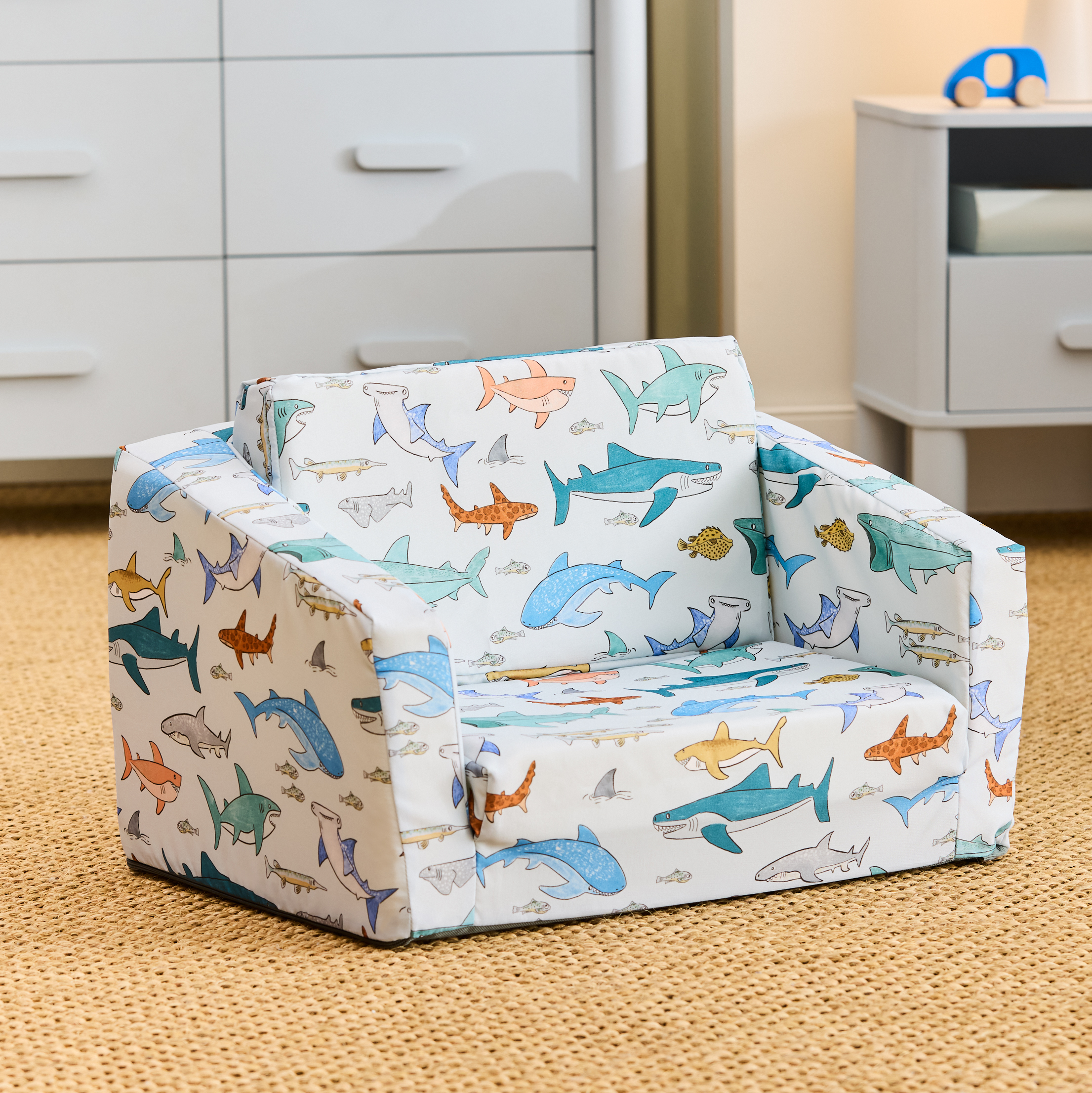 Adairs Kids - Shark Faces Flip Out Sofa | Adairs