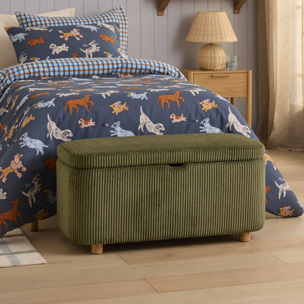 Adairs Kids - Cord Forest Green Blanket Box | Adairs