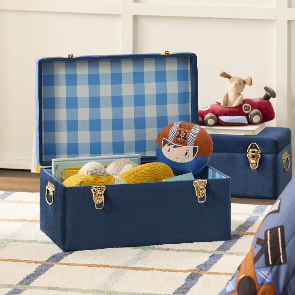 Adairs Kids - Blue Check Storage Trunk | Adairs