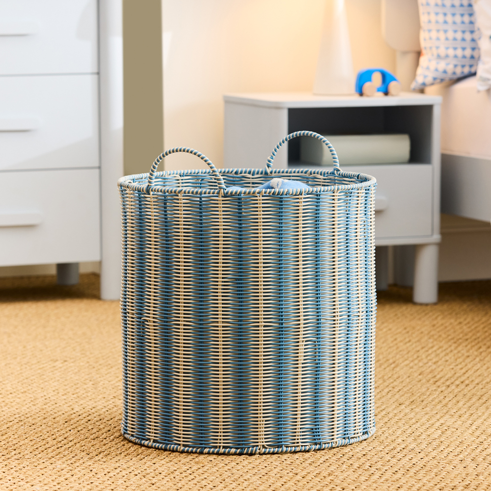 Adairs Kids - Sammy Blue Stripe Basket | Adairs