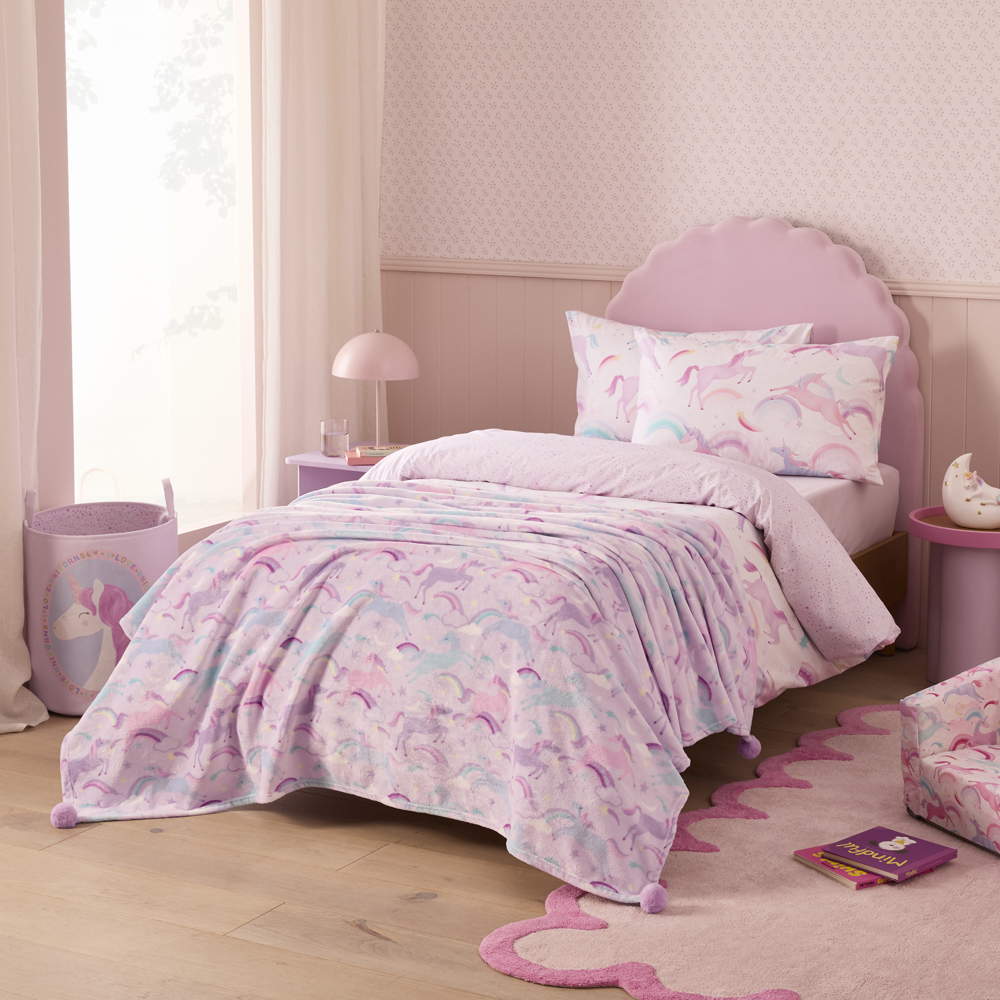 Adairs Kids - Novelty Rainbows & Unicorns Ultra Soft Blanket | Adairs