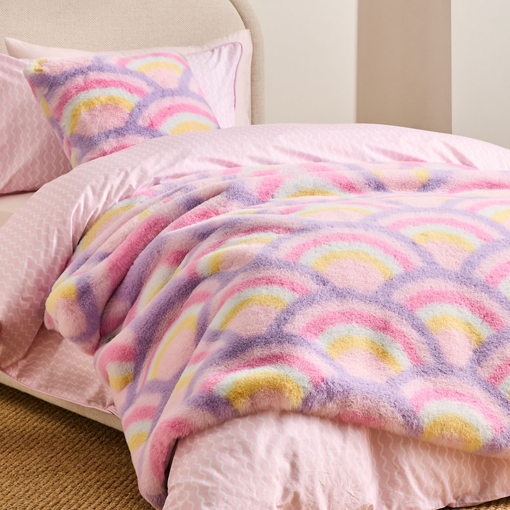 Adairs Kids - Frankie Rainbow Faux Fur Throw | Adairs