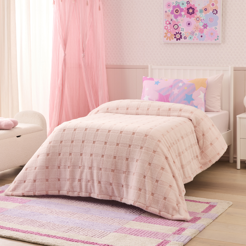 Adairs Kids - Estonia Pink Check Blanket | Adairs