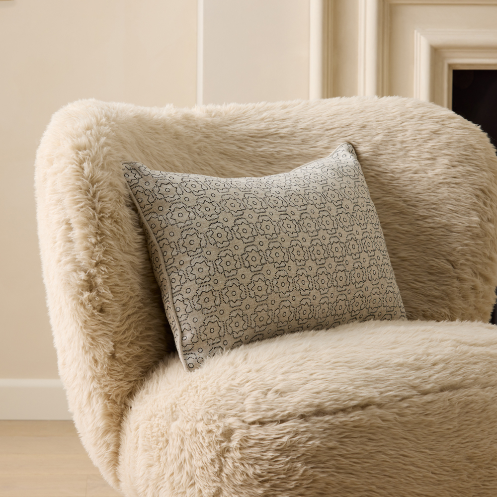 Delhi Star Tile Linen Woodblock Cushion | Adairs