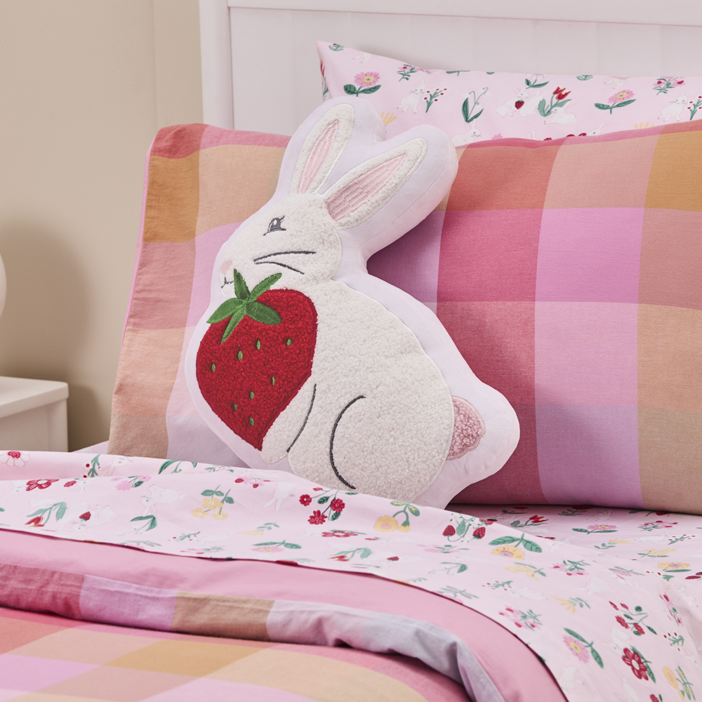 Adairs Kids - Strawberry Bunny White Cushion | Adairs