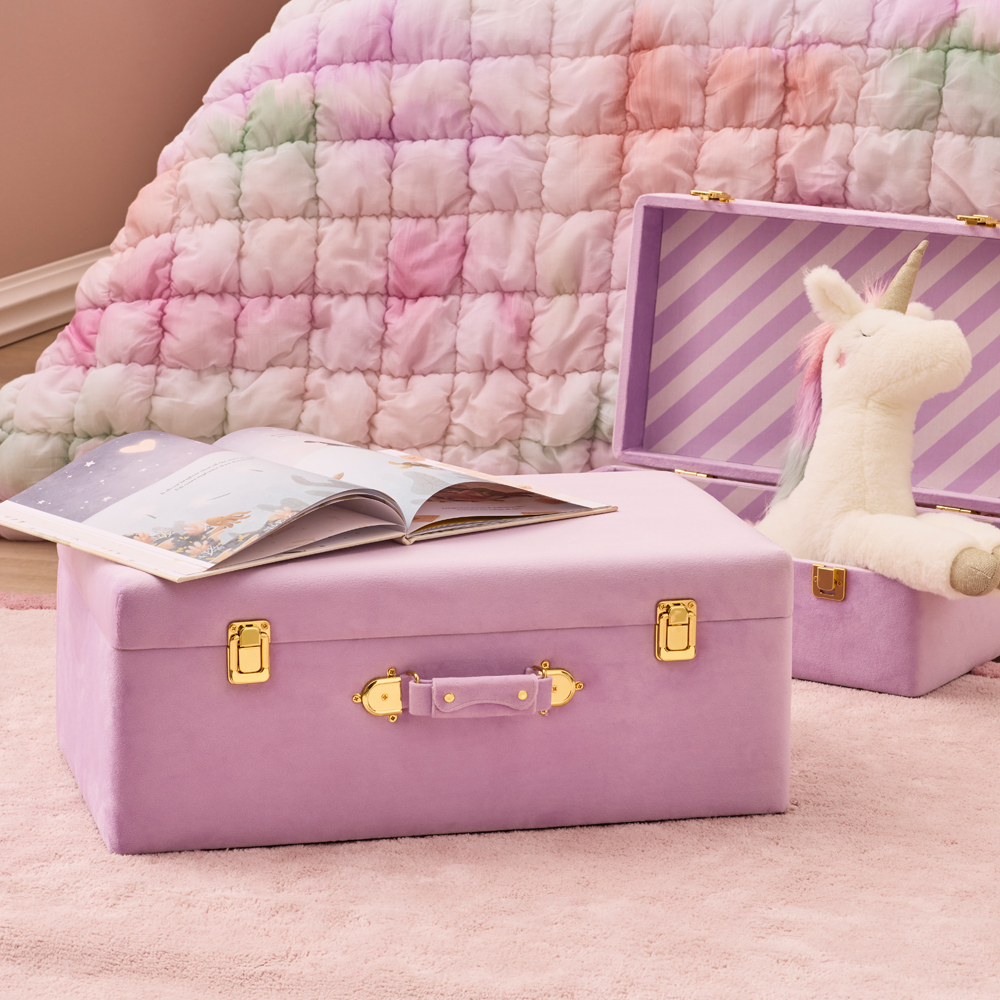 Adairs Kids - Keepsake Lilac Stripe Storage Suitcase | Adairs