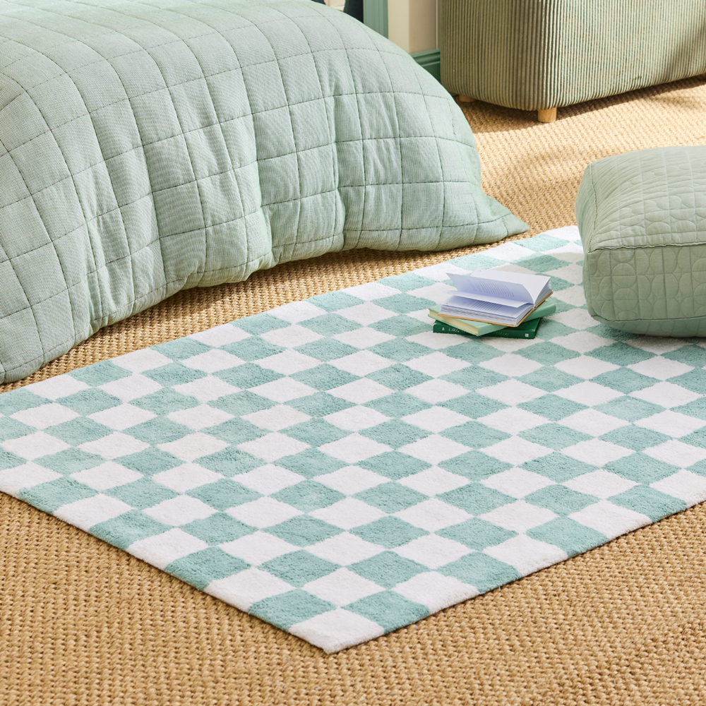 Adairs Kids - Blue Check Rug | Adairs
