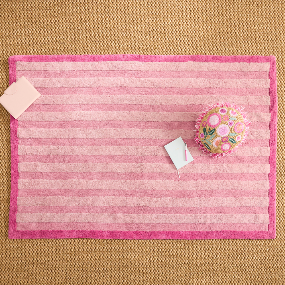 Adairs Kids - Freya Pink Stripe Rug | Adairs