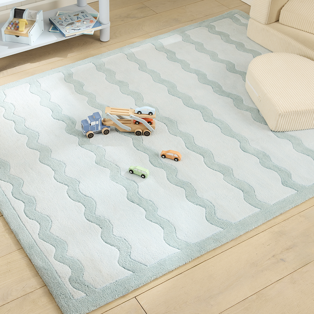 Adairs Kids - Bells Wavey Teal Stripe Rug | Adairs