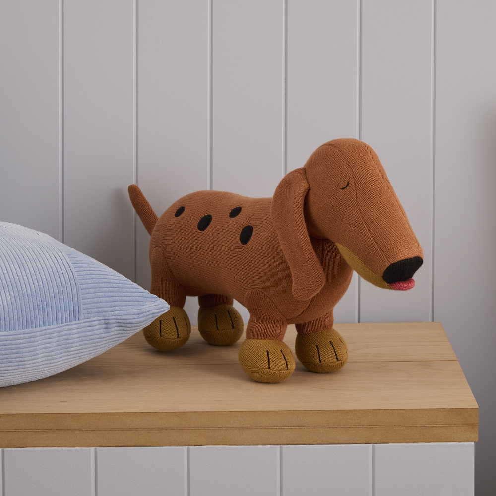 Adairs Kids - Dougie Dachshund Brown Knitted Toy | Adairs
