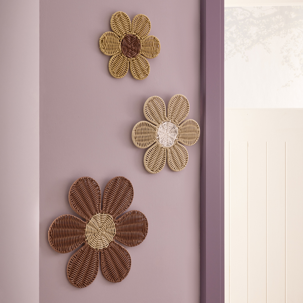 Adairs Kids - Flower Poly Rattan Wall Décor Pack of 3 | Adairs