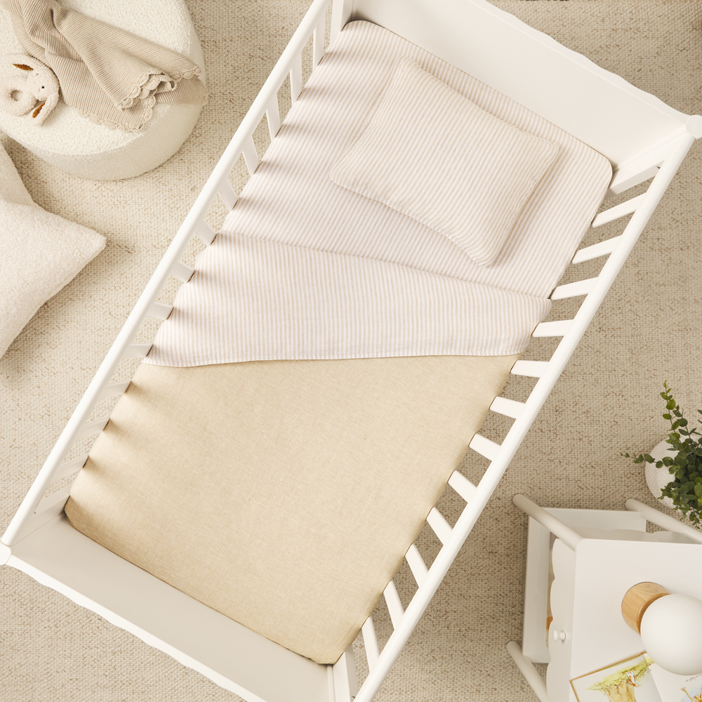 Adairs Baby - Vintage Washed Linen & White Stripe Cot Quilt Cover Set ...