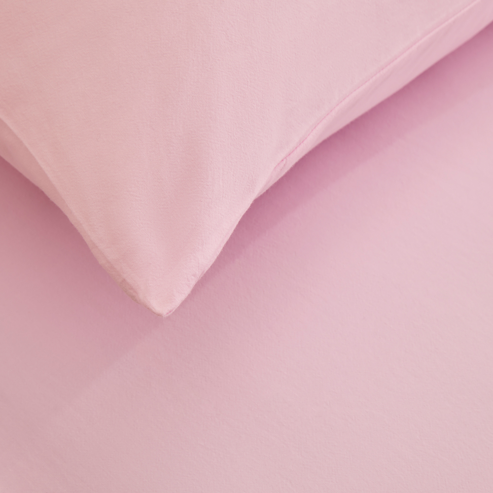 Adairs Kids - Stonewashed Cotton Pink Fitted Sheet Set | Adairs