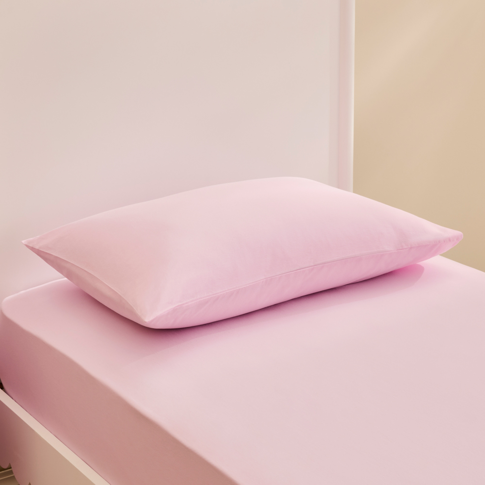Adairs Kids - Stonewashed Cotton Pink Fitted Sheet Set | Adairs