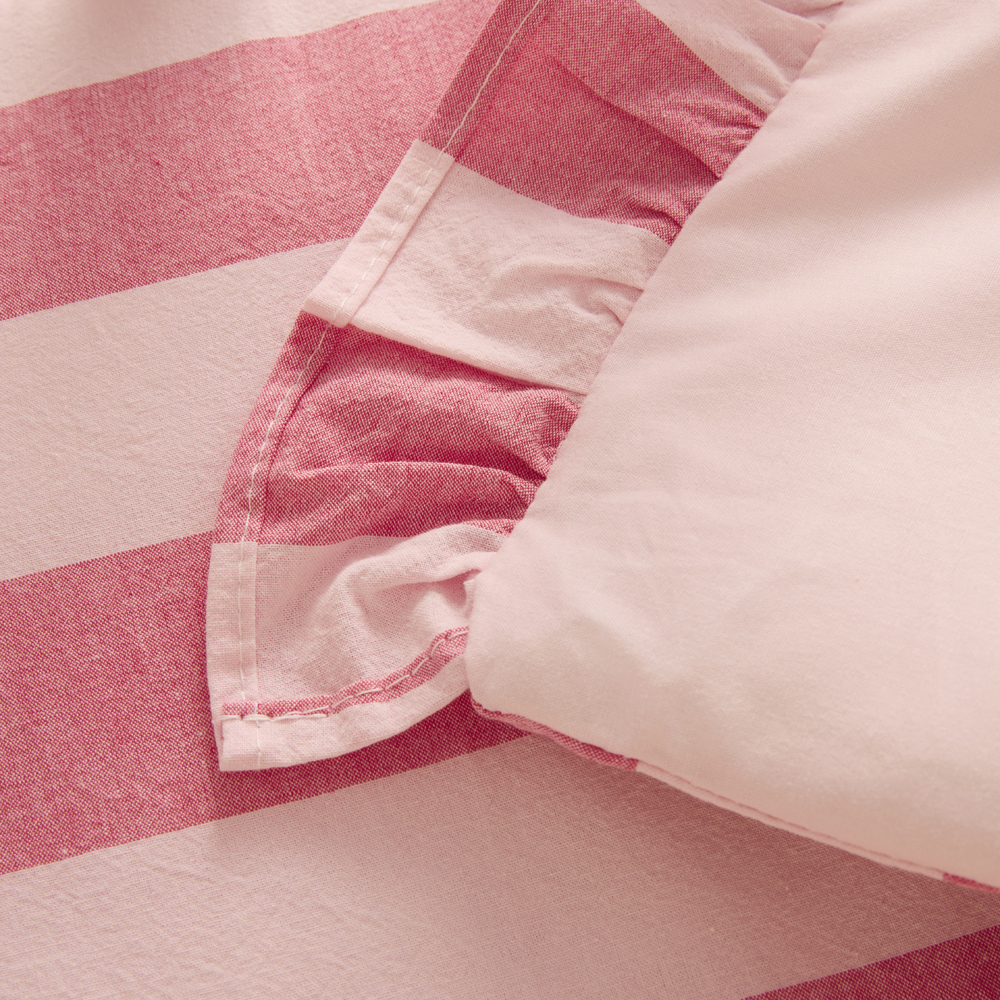Adairs Kids - Stonewashed Muted Pink Red Ruffle Stripe Cot Quilt Cover ...
