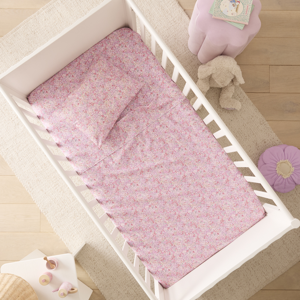 Adairs Kids - Floral Fields Red Cot Sheet Set | Adairs