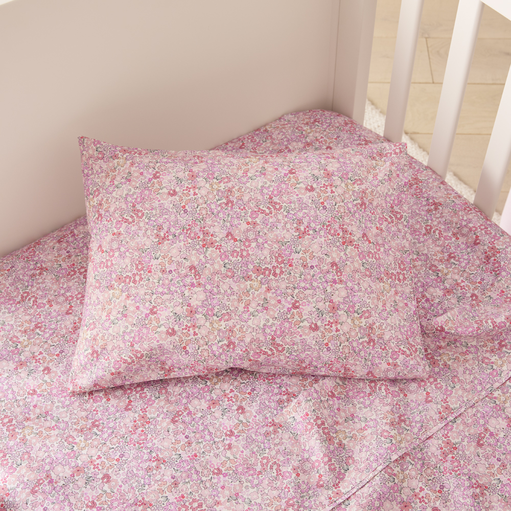 Adairs Kids - Floral Fields Red Cot Sheet Set | Adairs