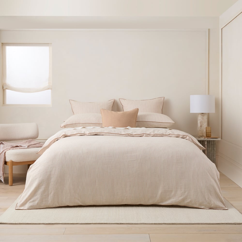 Sasha Stripe Brown Sugar Quilt Cover Set + Separates | Adairs