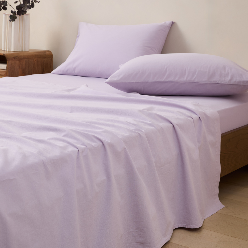Stonewashed Cotton Misty Lilac Sheet Separates | Adairs