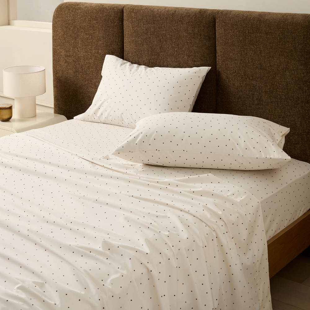 Polka Dots Coconut & Chocolate Printed Sheet Set | Adairs