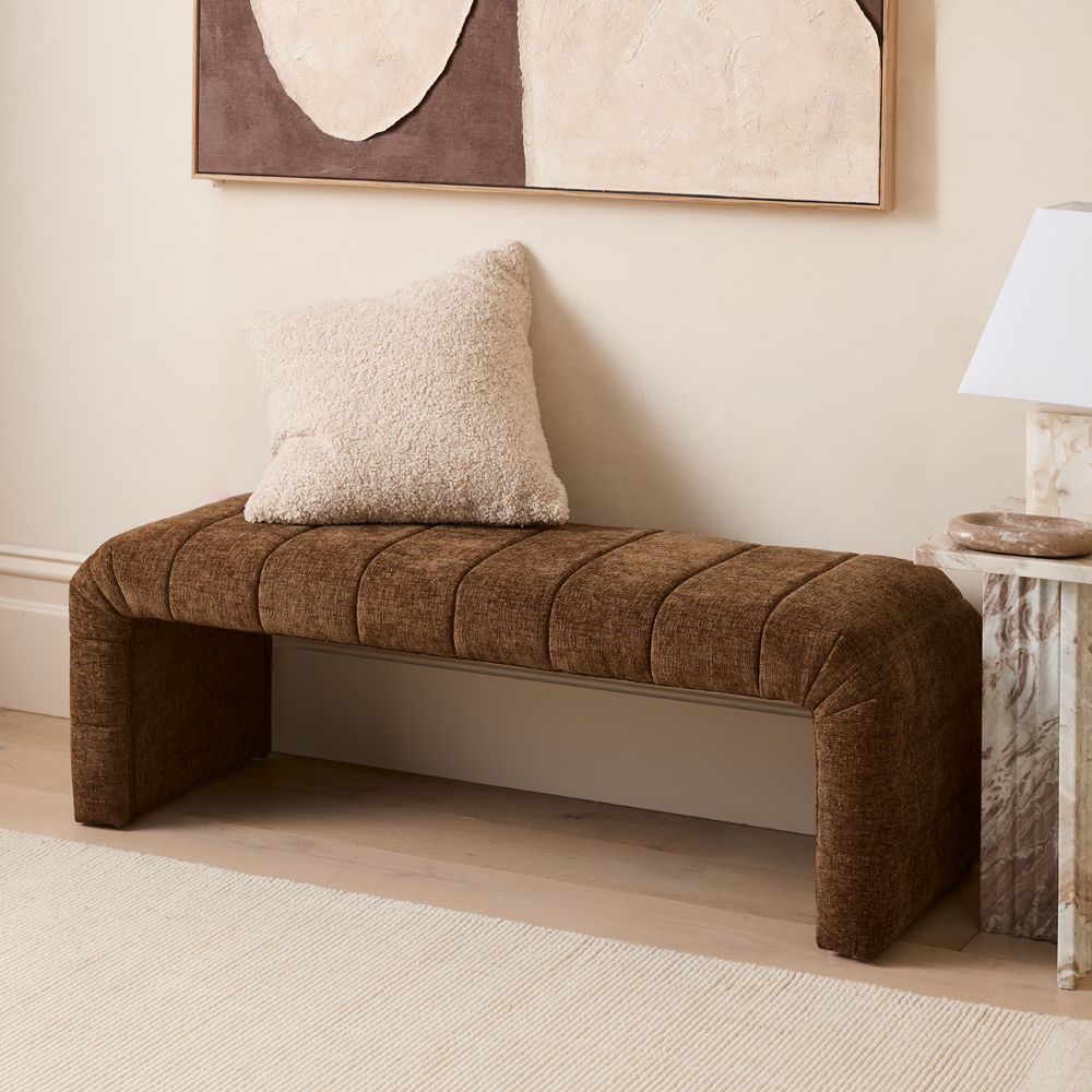 Hugo Cocoa Bench Seat | Adairs