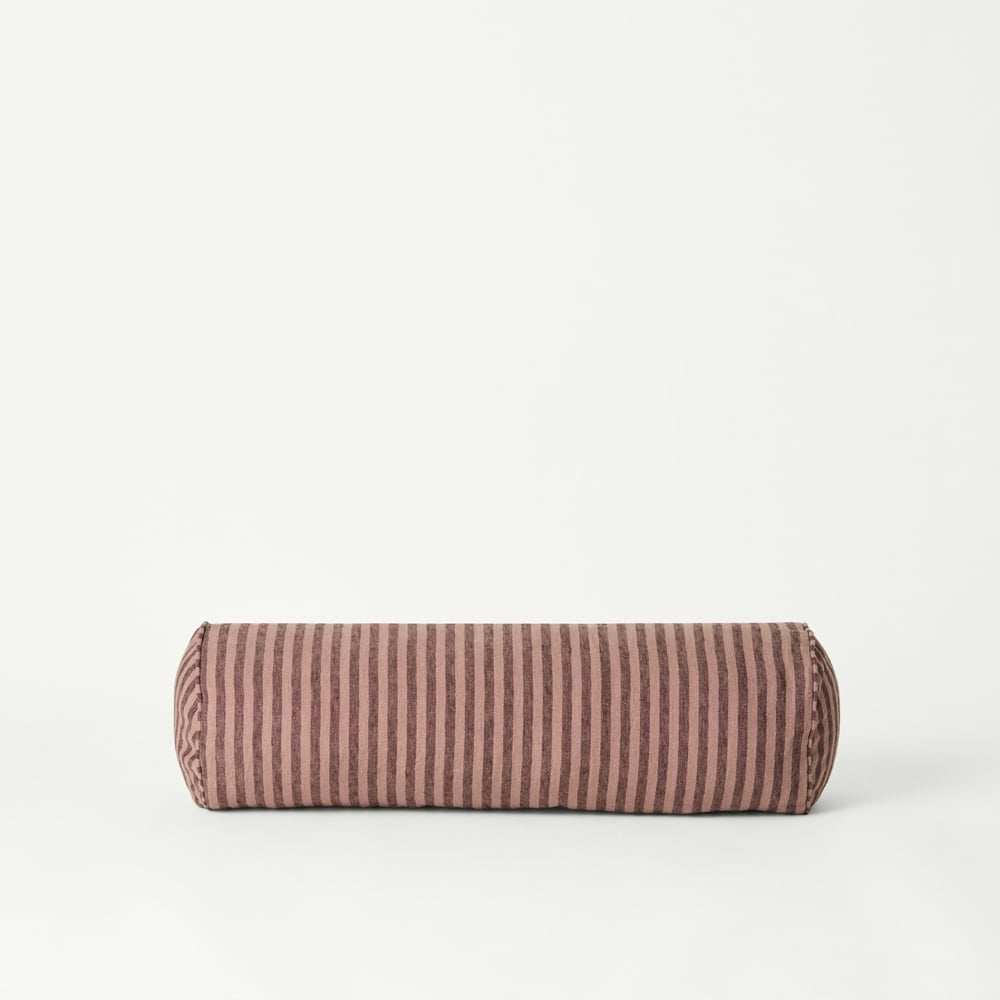 Belgian Vintage Washed Linen Mocha & Chocolate Bengal Stripe Bolster ...