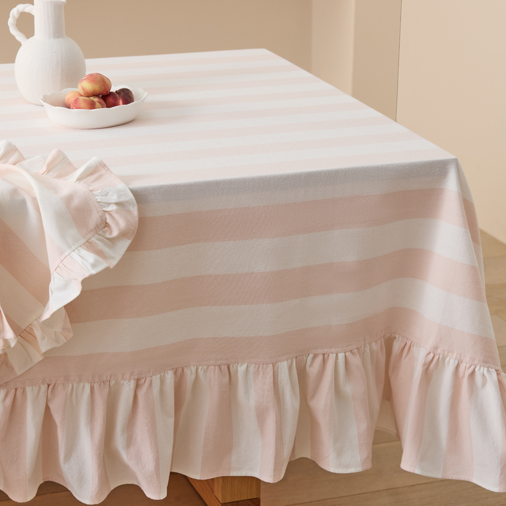 Francesca Frill Whisper Pink Tablecloth | Adairs