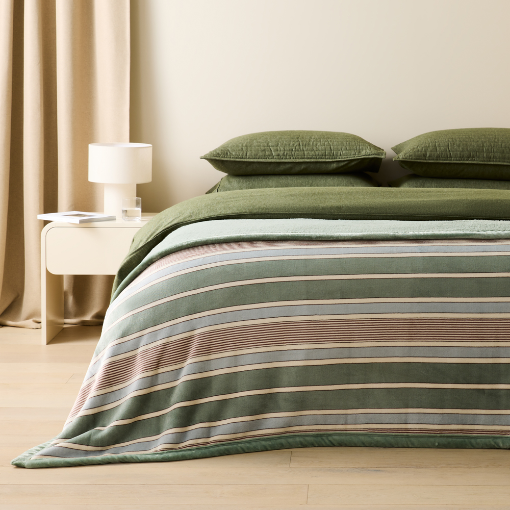 Fern Stripe Sherpa Blanket | Adairs