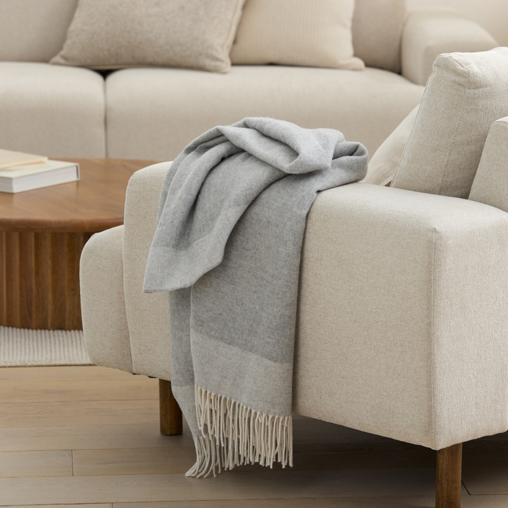 Tablelands Grey Australian Wool Throw | Adairs