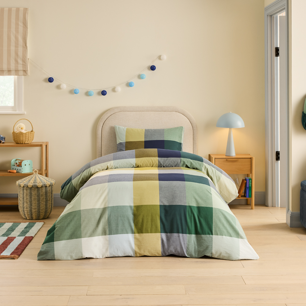 Adairs Kids - Oversized Yarn Dye Check Green Quilt Cover Set | Adairs