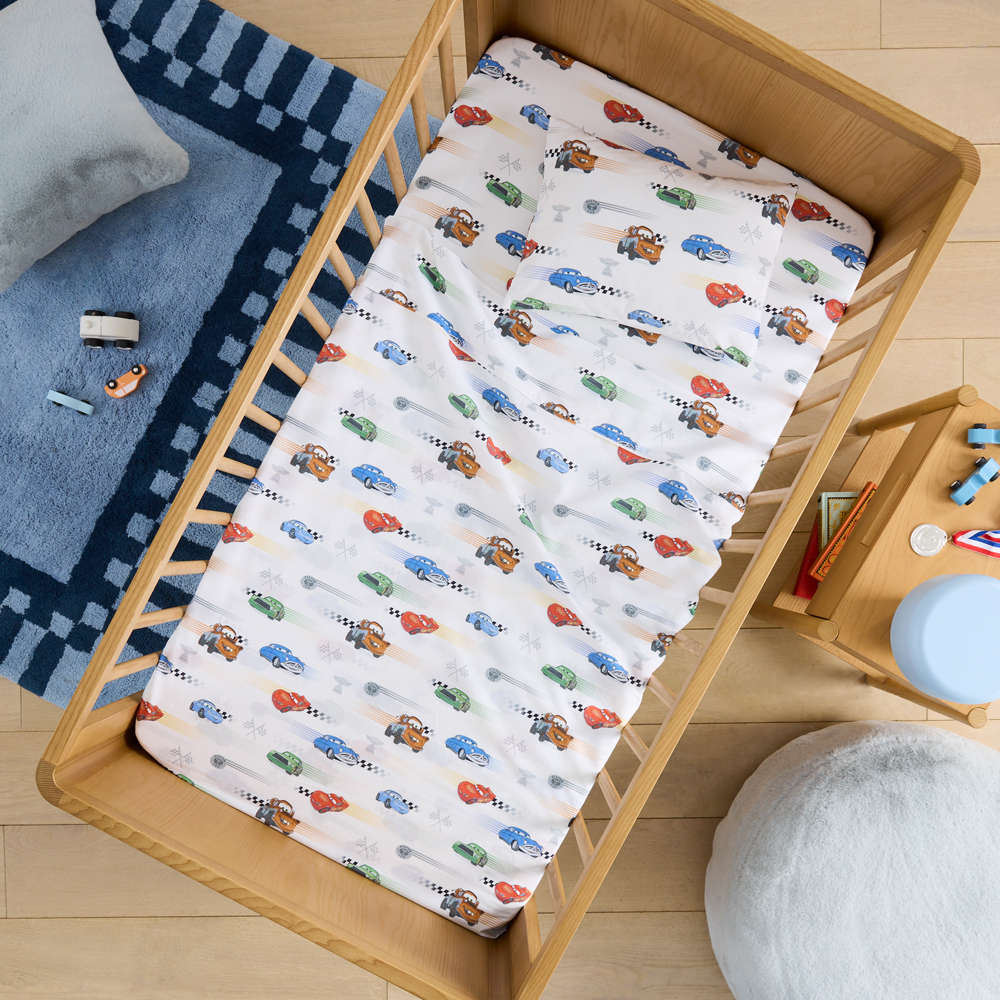 Adairs Kids - Disney Pixar Cars White Motorhead Cot Sheet Set | Adairs