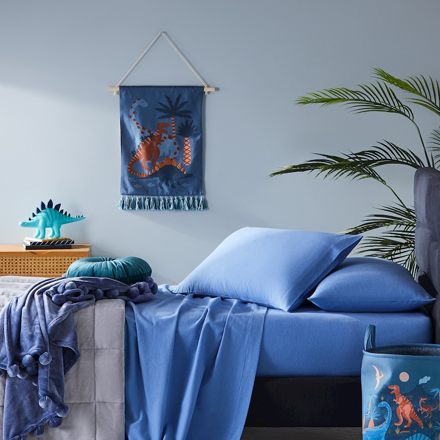 Adairs Kids - Plain Dye Flannelette Atlantic Sheet Set | Adairs