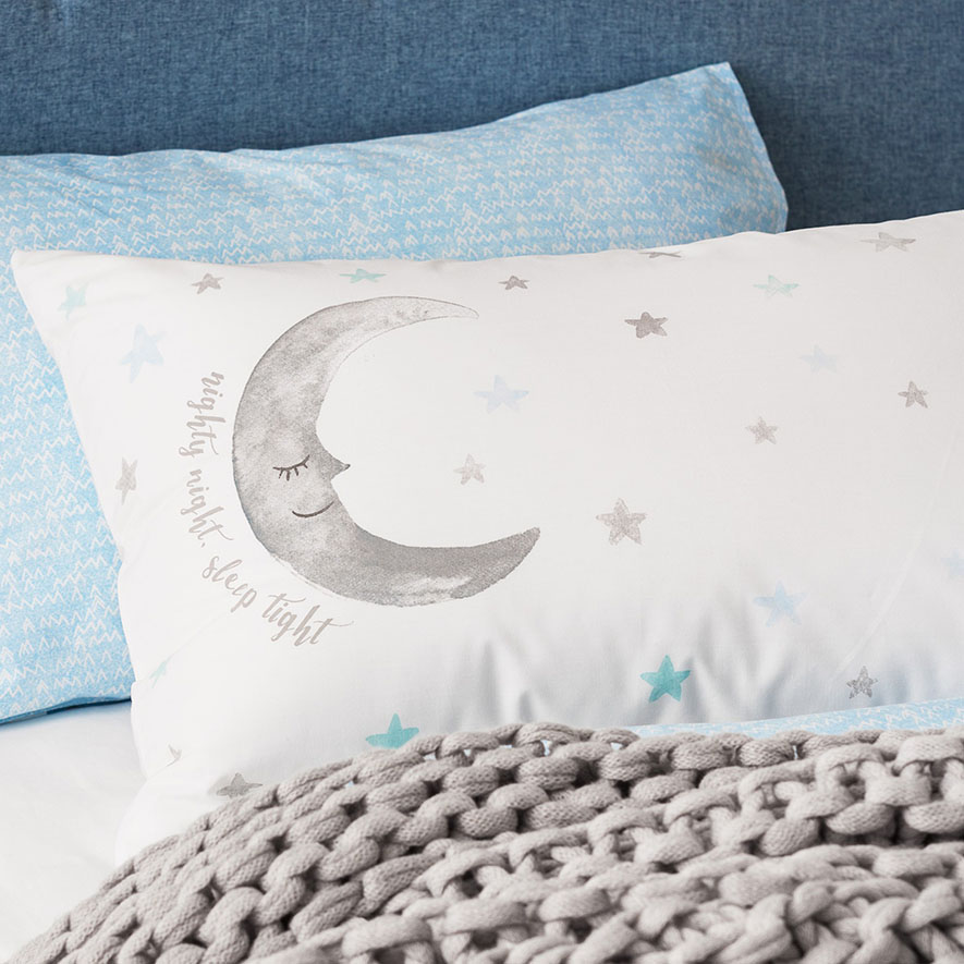 Adairs Kids - Nighty Night Text Pillowcase Blue | Adairs