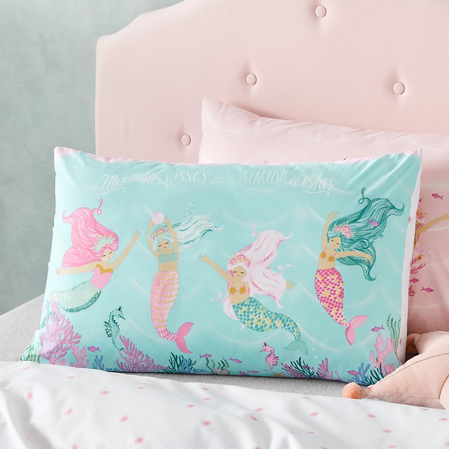 Adairs Kids - Decorative Mermaid Sparkle Text Pillowcase | Adairs