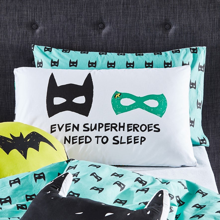 Adairs Kids - Batman & Robin Text Pillowcase | Adairs