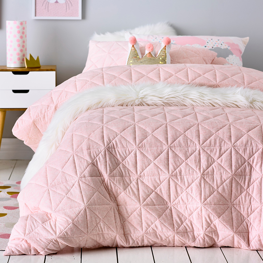 Adairs Kids - Harvie Jersey Pink Quilt Cover Set | Adairs