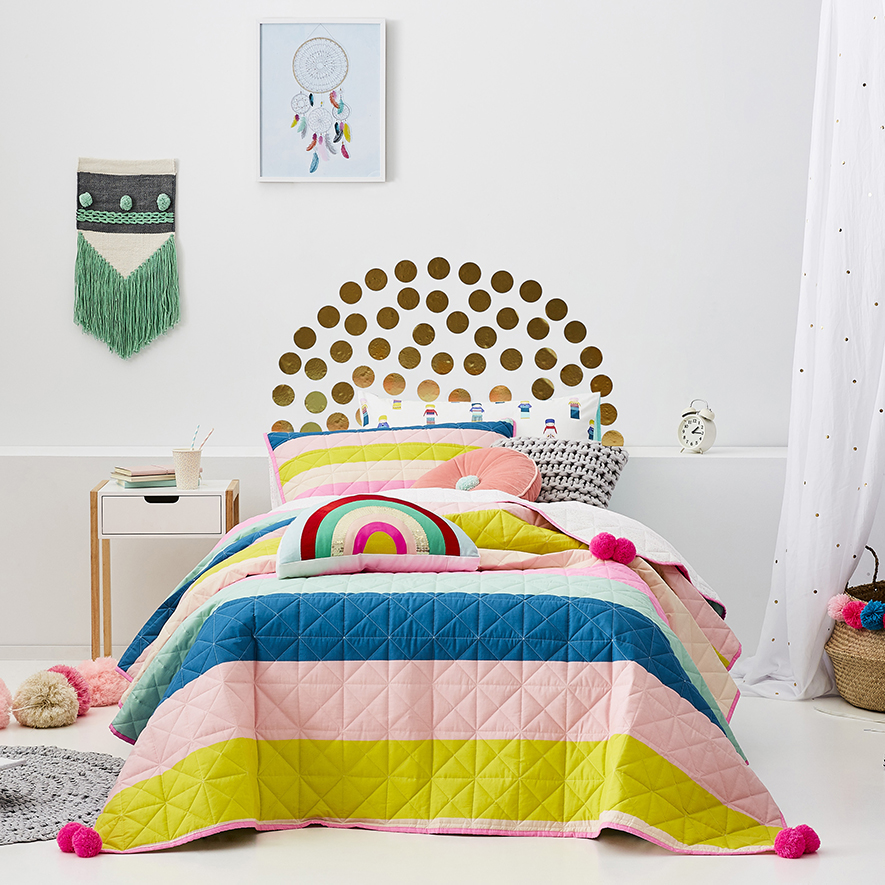 Adairs Kids - Rainbow Coverlet Set Multi | Adairs